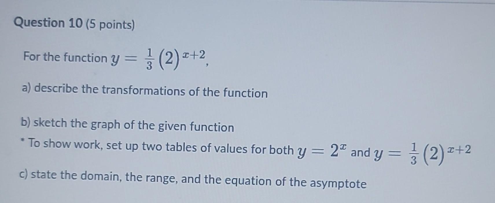 Solved For Question 8- What is the exponential equation for | Chegg.com