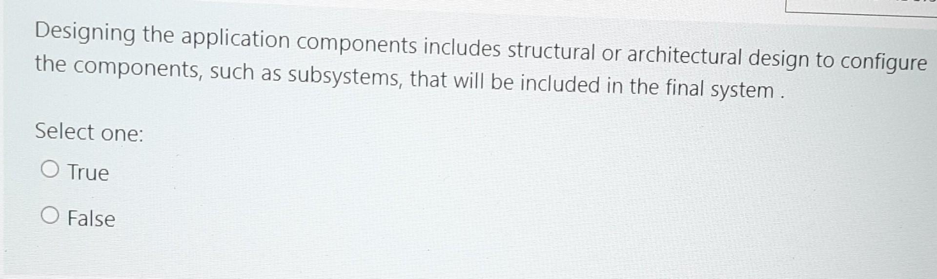 Solved Designing the application components includes | Chegg.com