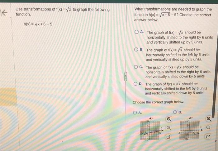 Solved Use transformations of f(x)=x to graph the following | Chegg.com