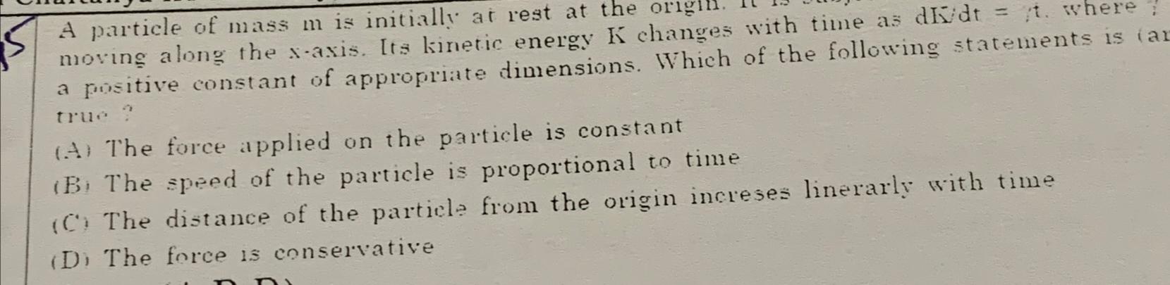 Solved A particle of mass m ﻿is initially at rest at the | Chegg.com