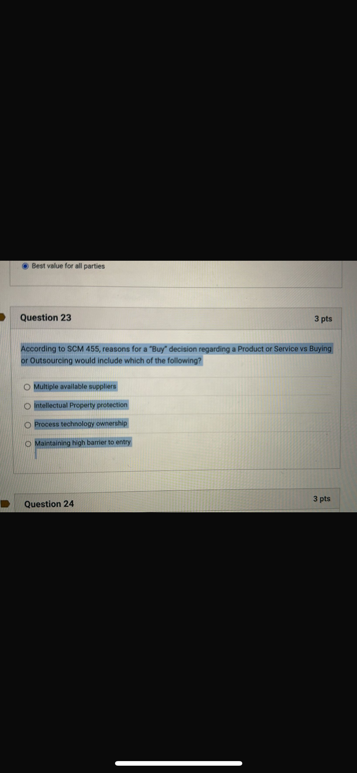Solved Best value for all partiesQuestion 233 ﻿ptsAccording | Chegg.com