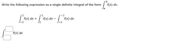 Solved Write the following expression as a single definite | Chegg.com