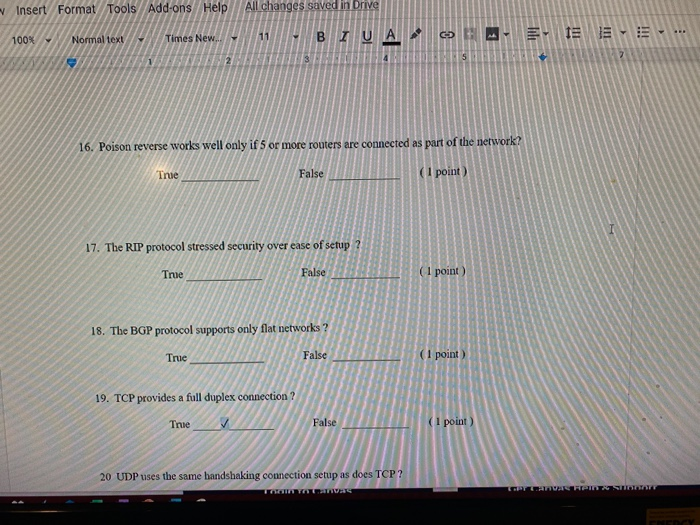 Solved Insert Format Tools Add-ons Help All changes saved in | Chegg.com
