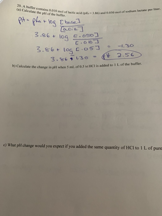 Solved b) Calculate the change in pH when 5 mL of 0.5 M HCl | Chegg.com