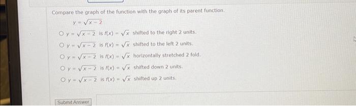 Solved Compare the graph of the function with the graph of | Chegg.com