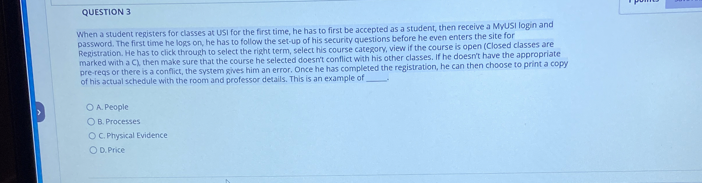 Solved QUESTION 3When a student registers for classes at USI | Chegg.com
