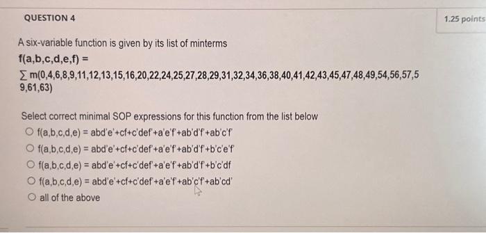 Solved A six-variable function is given by its list of | Chegg.com