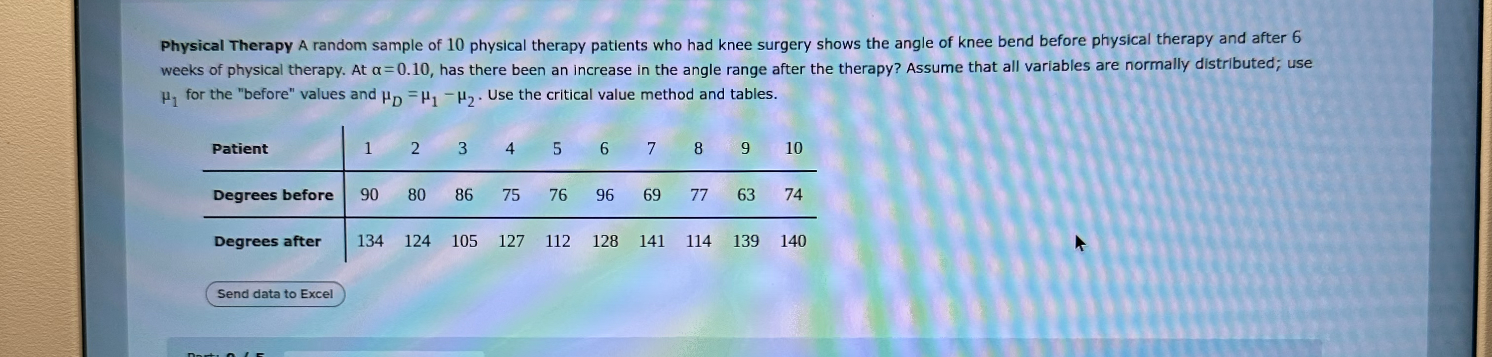 Solved Physical Therapy A random sample of 10 ﻿physical | Chegg.com