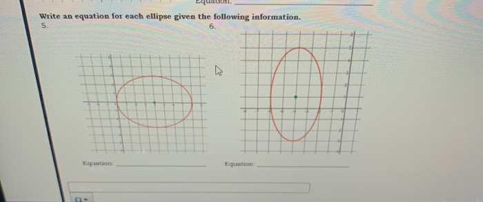 Solved Write an equation for each ellipse given the | Chegg.com
