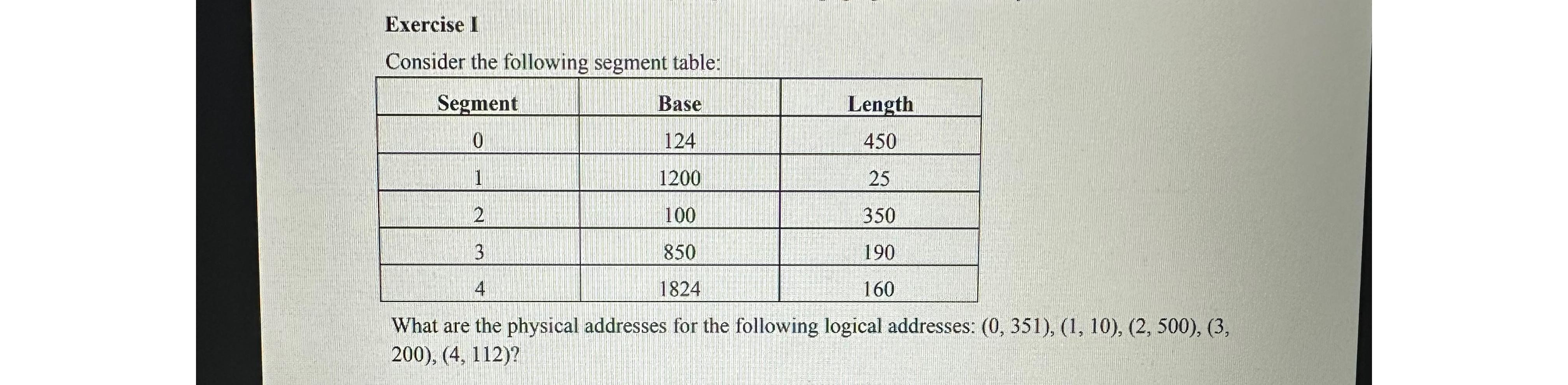 Solved Exercise IConsider the following segment | Chegg.com