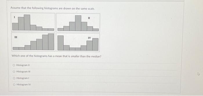 Solved Assume that the following histograms are drawn on the | Chegg.com