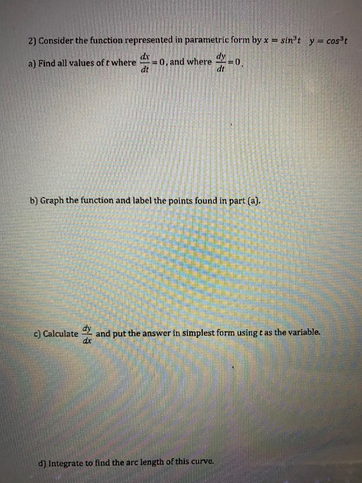 Solved Consider the function represented in parametric form | Chegg.com