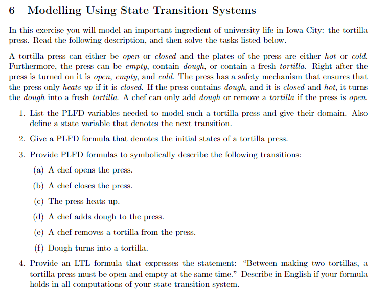 Solved 6 ﻿Modelling Using State Transition SystemsIn this | Chegg.com