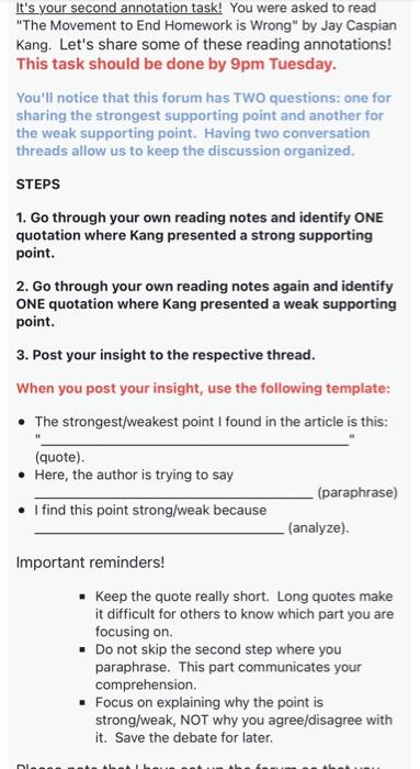 Solved It's your second annotation task! You were asked to | Chegg.com