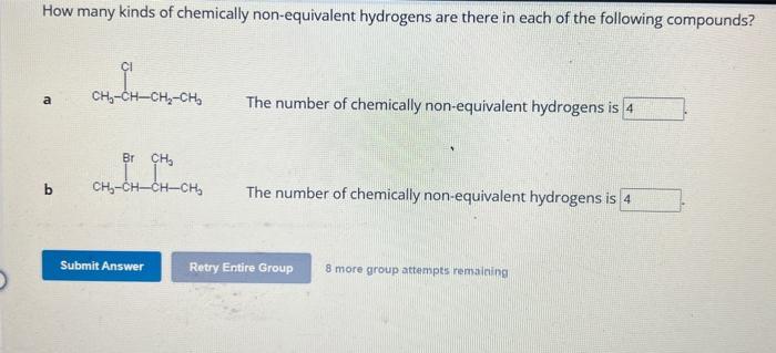 Solved How many kinds of chemically non-equivalent hydrogens | Chegg.com