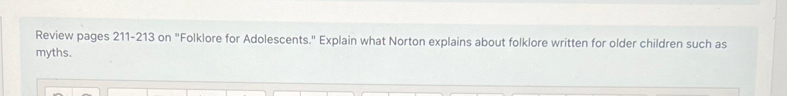 Solved Review pages 211-213 ﻿on "Folklore for Adolescents." | Chegg.com