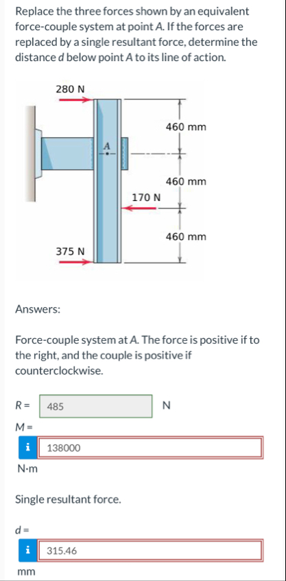 Solved Replace the three forces shown by an equivalent | Chegg.com
