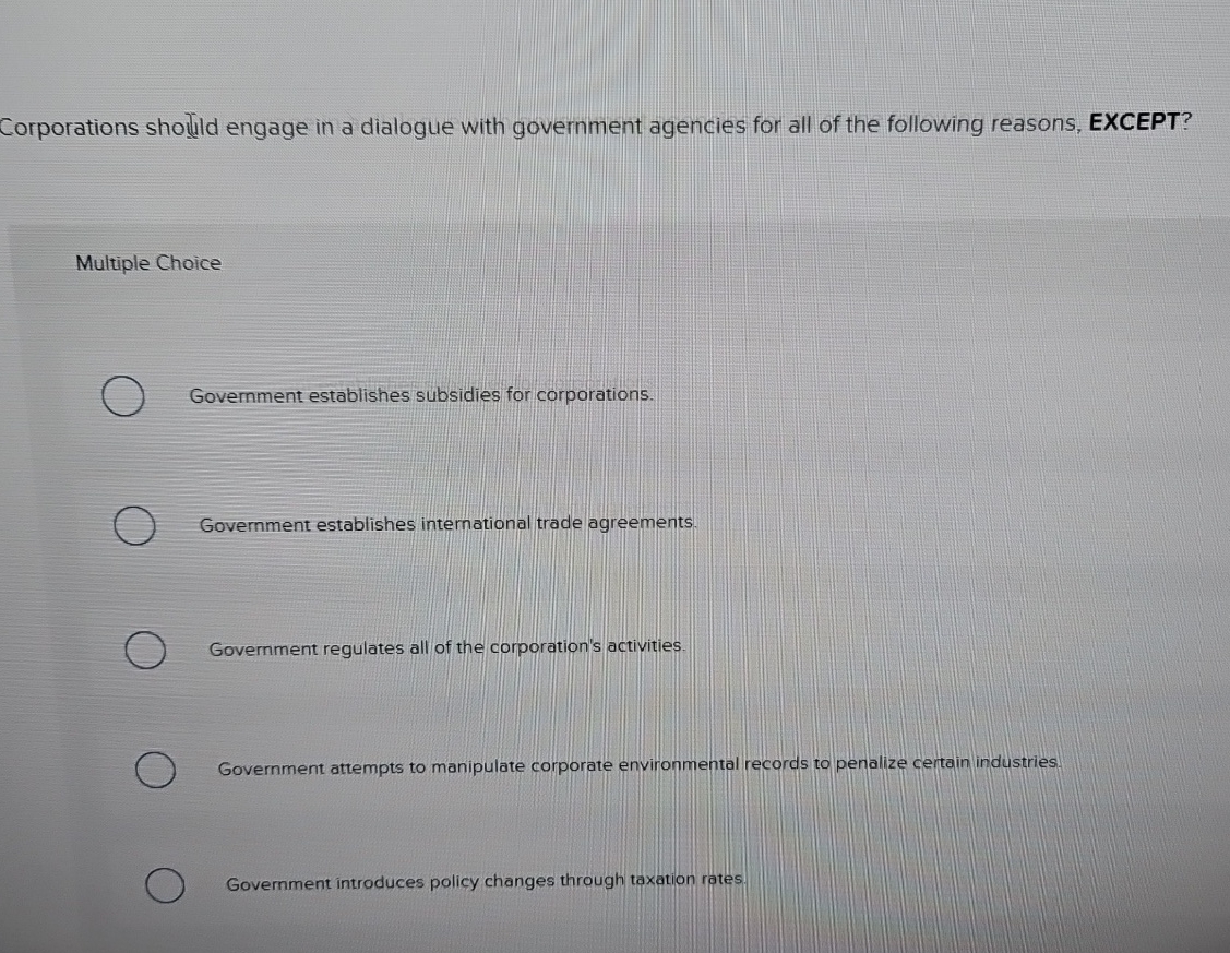 Solved Corporations shoild engage in a dialogue with | Chegg.com