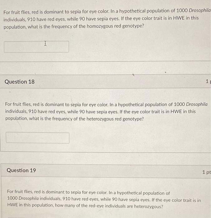 Solved For fruit flies, red is dominant to sepia for eye | Chegg.com