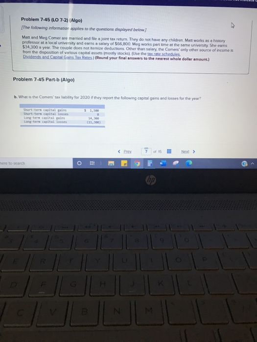 Solved Problem 7-45 (LO 7-2) (Algo) [The following | Chegg.com
