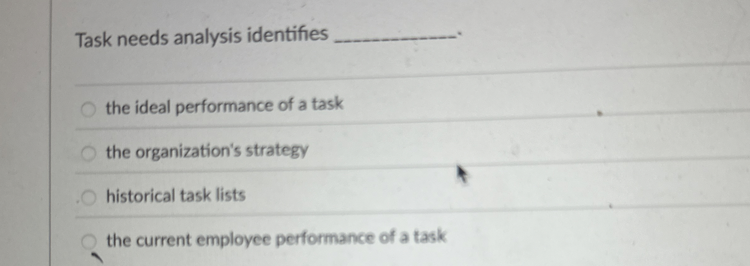 Solved Task needs analysis identifiesthe ideal performance | Chegg.com