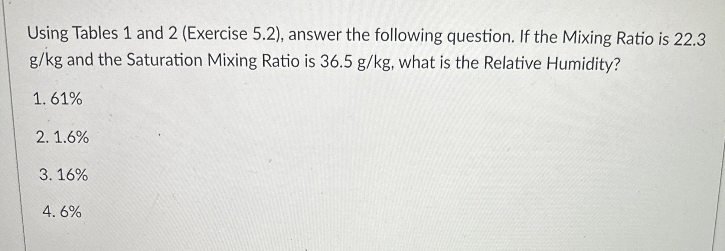 Solved Using Tables 1 ﻿and 2 (Exercise 5.2), ﻿answer the | Chegg.com