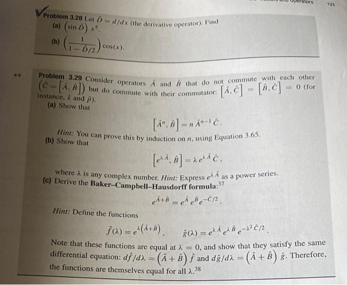 Solved Problem 3.28 Let D = d/dx (the derivative operator). | Chegg.com