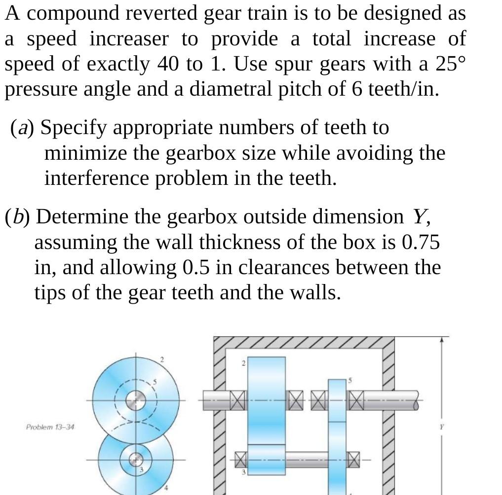 Solved A compound reverted gear train is to be designed as a | Chegg.com