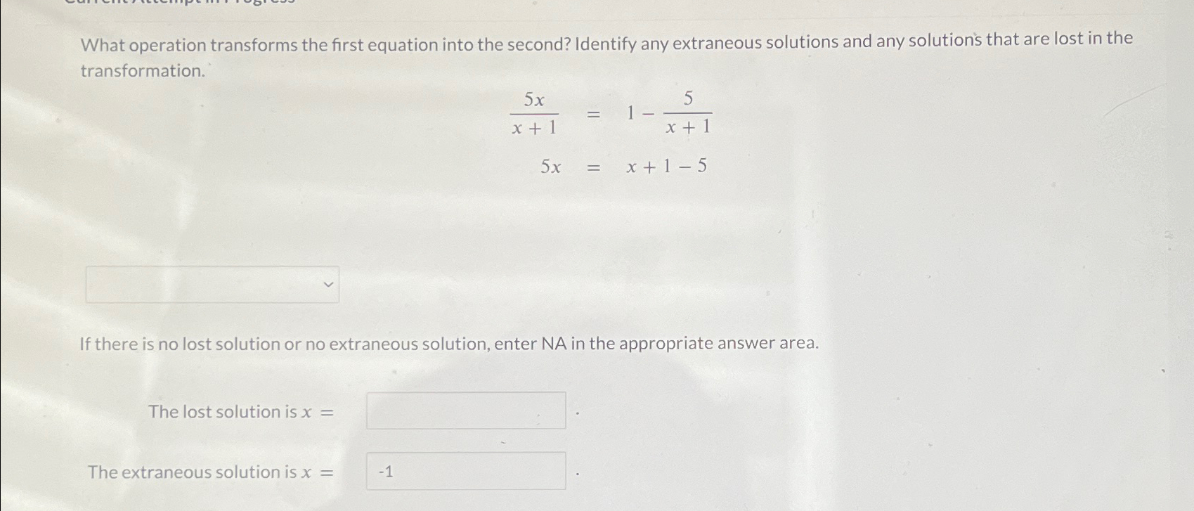 Solved What operation transforms the first equation into the | Chegg.com