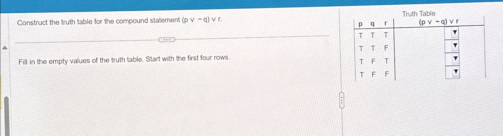Solved Construct the truth table for the compound statement | Chegg.com