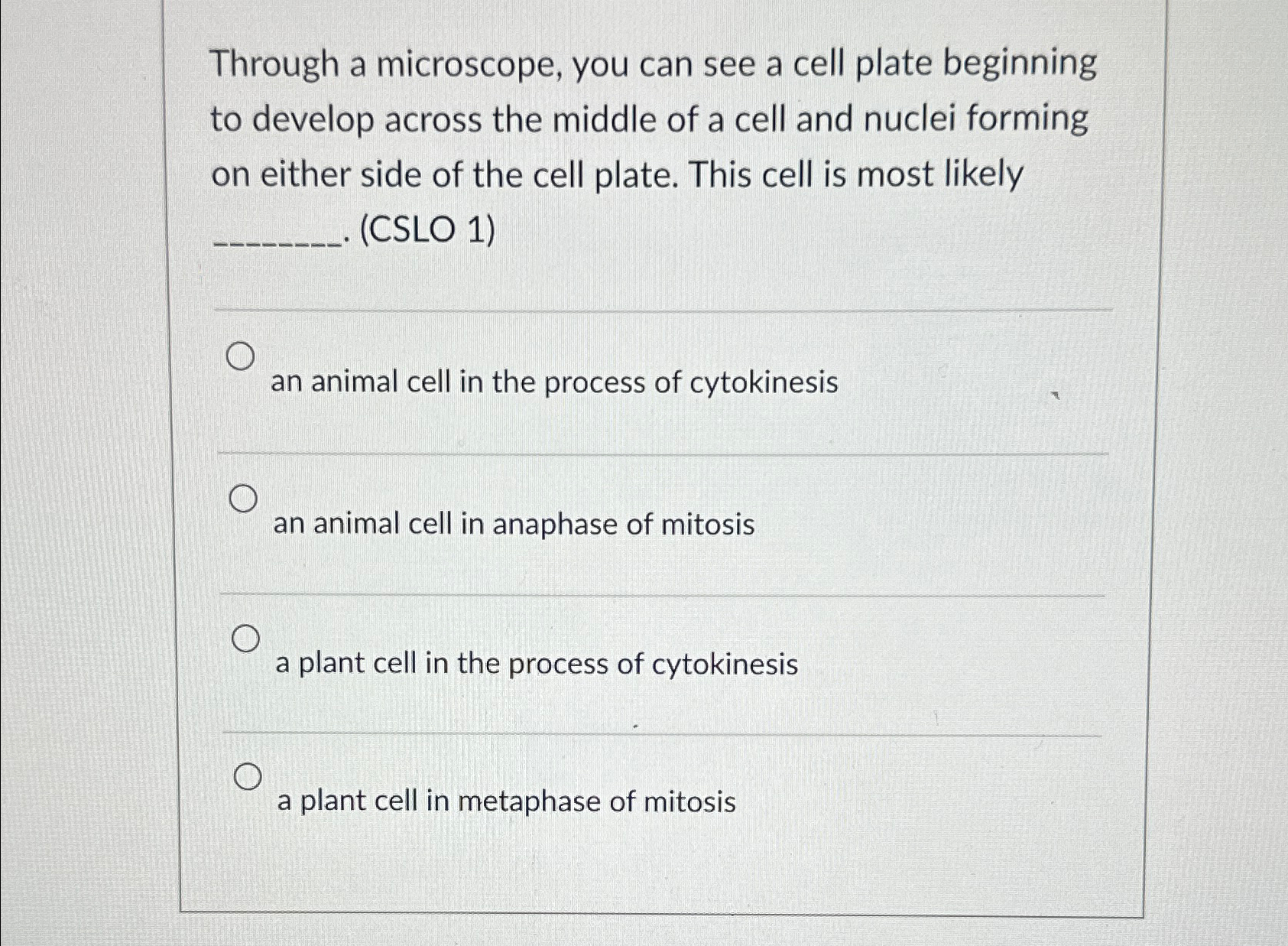 Solved Through a microscope, you can see a cell plate | Chegg.com