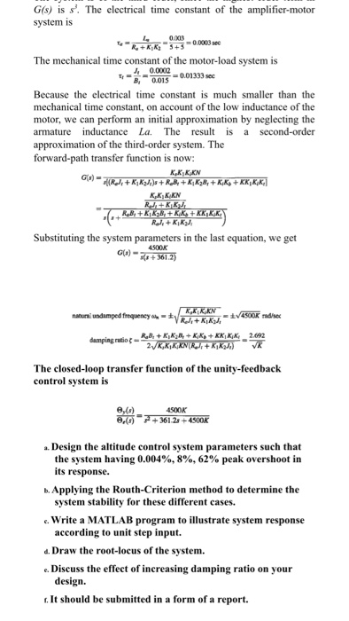 Consider the control system shown in Fig. 1 which | Chegg.com