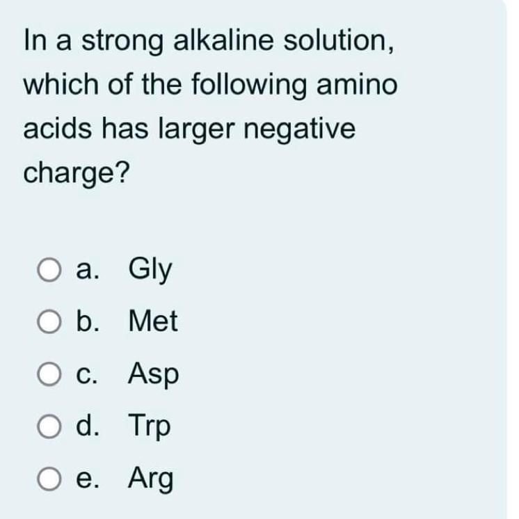Solved In a strong alkaline solution, which of the following | Chegg.com