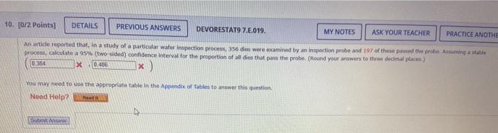 Solved 10. 0/2 points) DETAILS PREVIOUS ANSWERS DEVORESTAT9 | Chegg.com