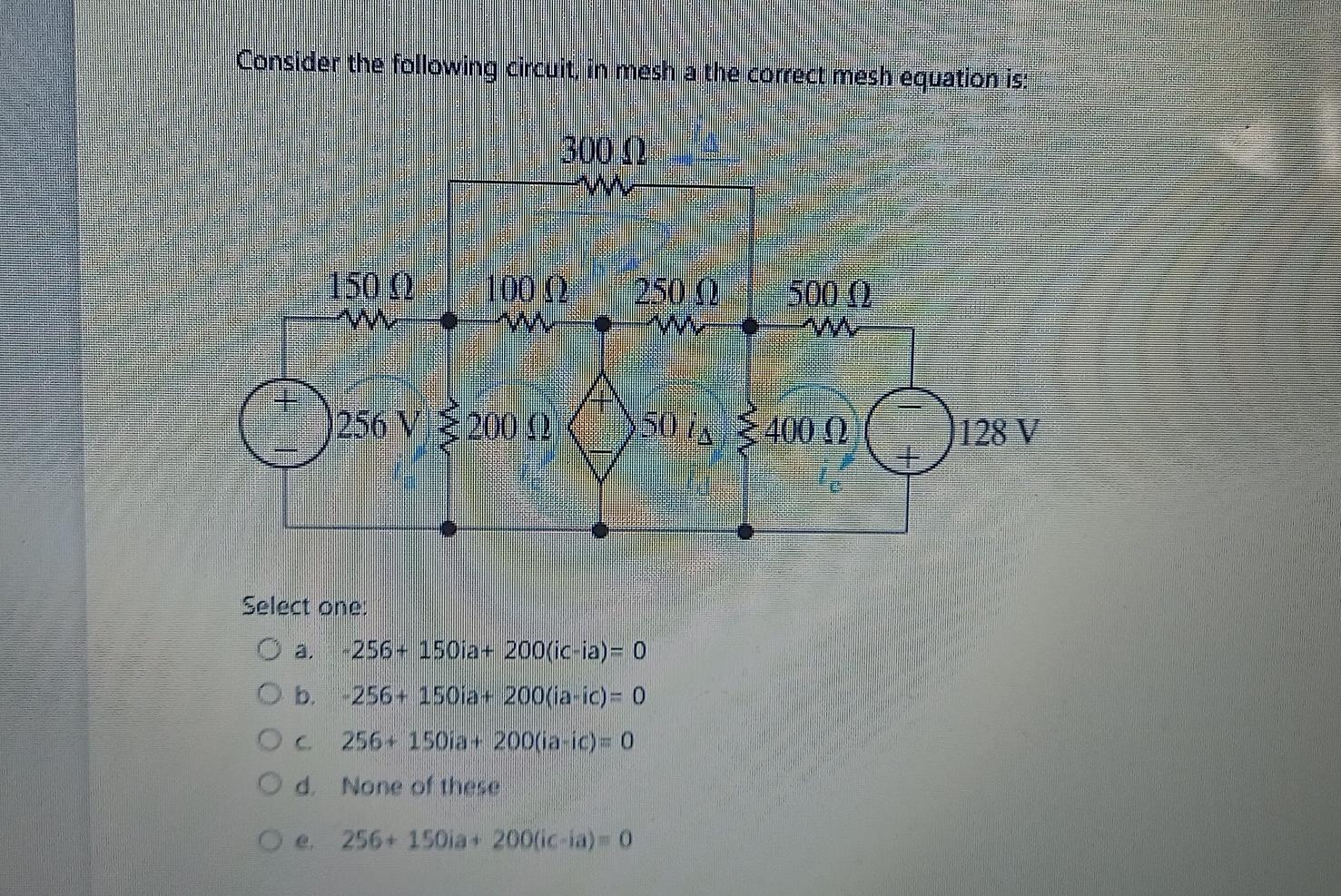 Solved Consider the following circuit, in mesh a the correct | Chegg.com