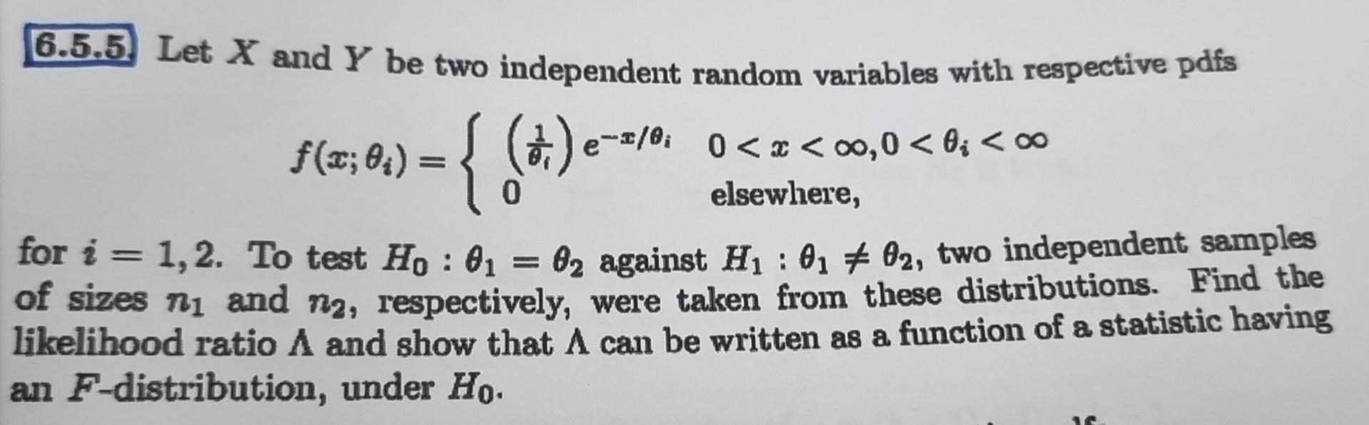 Solved 6.5.5. Let X and Y be two independent random | Chegg.com