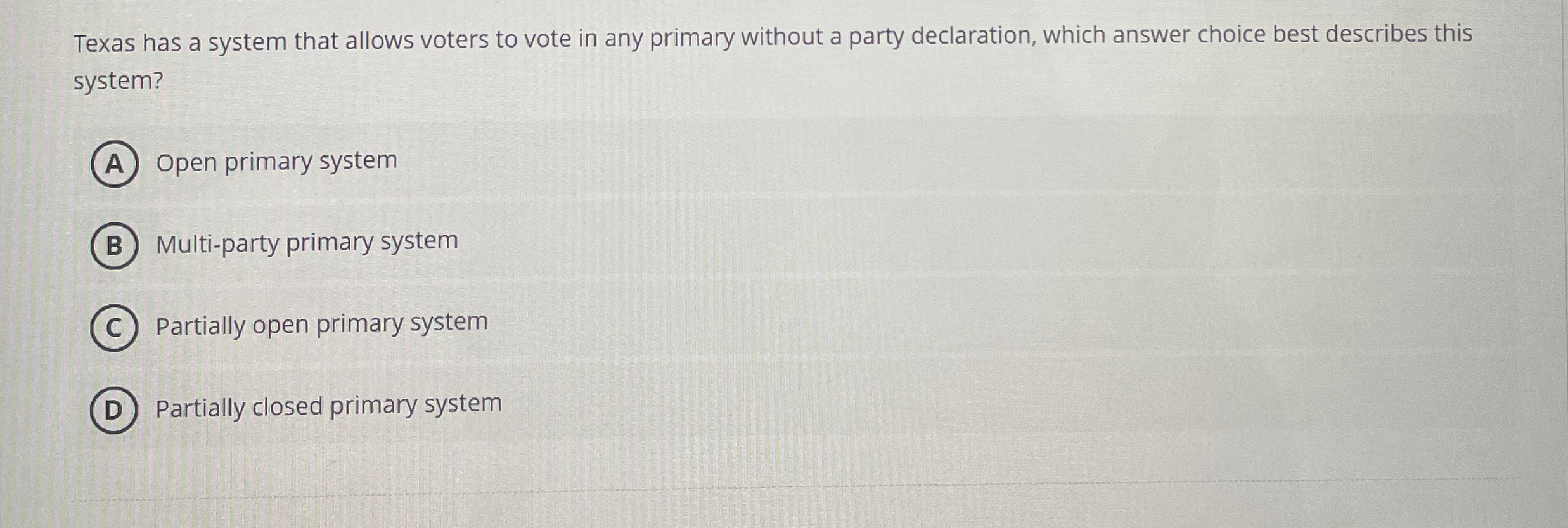 Solved Texas has a system that allows voters to vote in any | Chegg.com