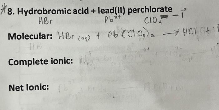 Solved Pbat 48. Hydrobromic acid + lead(11) perchlorate HBr | Chegg.com