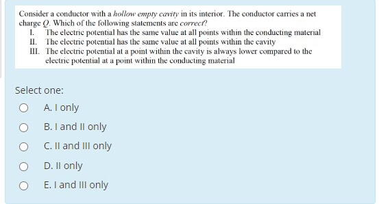 Solved Consider a conductor with a hollow empty cavity in | Chegg.com