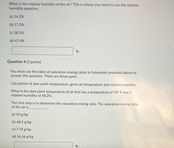 Solved Relative humidity and dew point temperature | Chegg.com