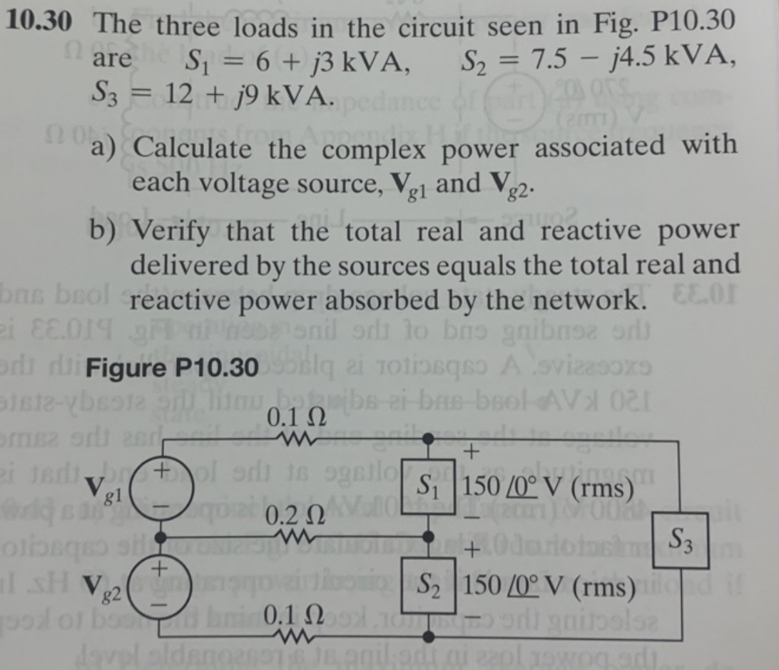 Solved 10.30 ﻿The three loads in the circuit ﻿seen in Fig. | Chegg.com