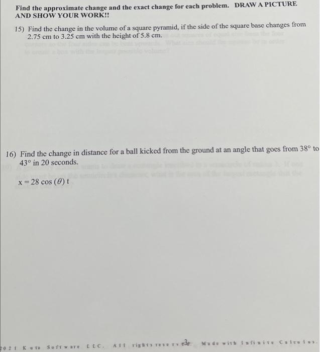 Solved Find the approximate change and the exact change for | Chegg.com