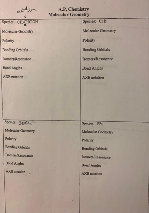 Solved pyramid A.P. Chemistry Molecular Geometry Project | Chegg.com
