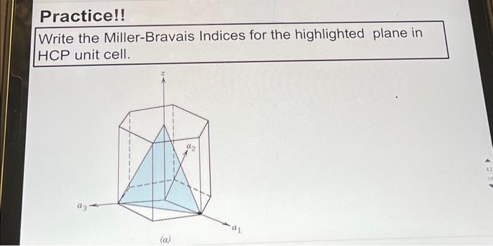 Solved Write the Miller-Bravais Indices for the highlighted | Chegg.com