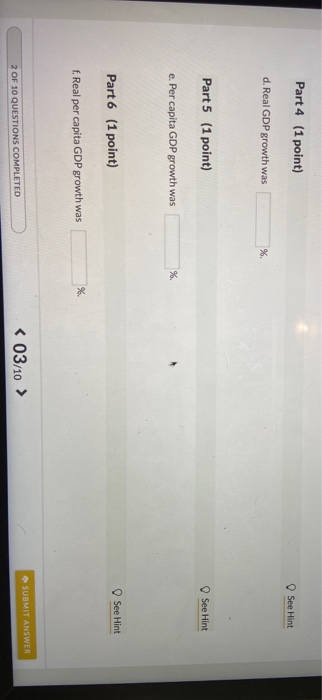 Solved Part 1 (1 point) See Hint Suppose that nominal GDP | Chegg.com