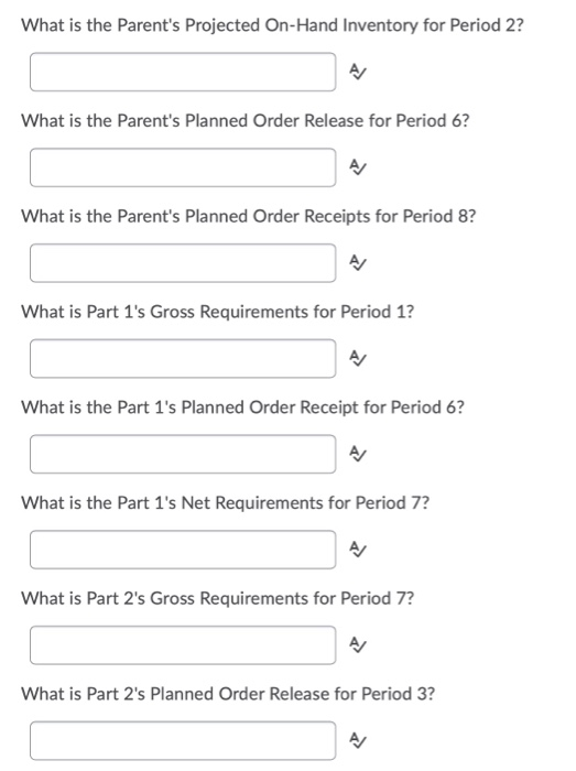 Solved What is the Parent's Projected On-Hand Inventory for | Chegg.com
