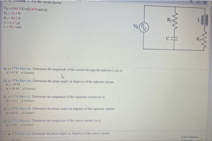 Only need part d)d) Determine the phase angle (in | Chegg.com