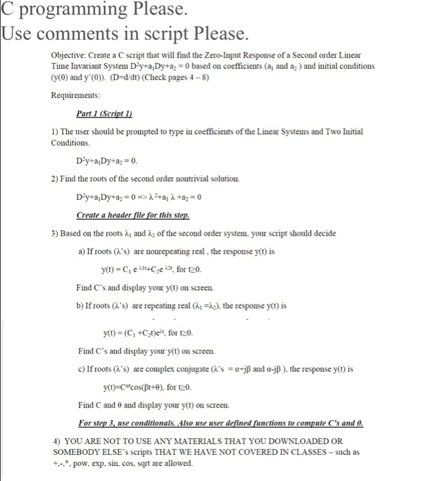 C programming Please. Use comments in script Please. | Chegg.com