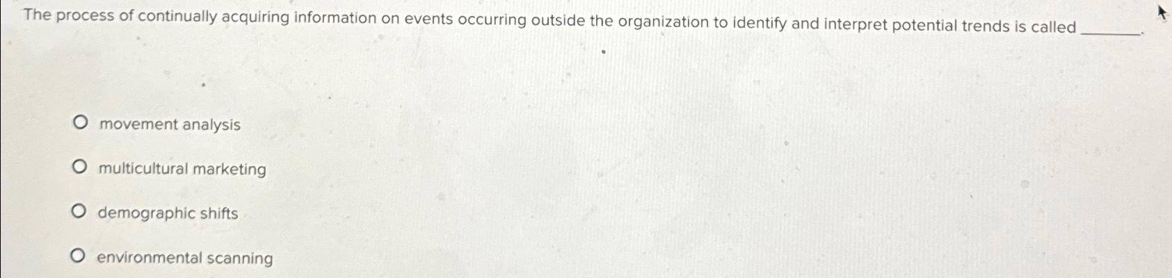 Solved The process of continually acquiring information on | Chegg.com