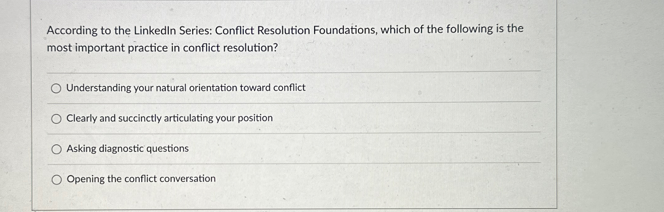 Solved According to the Linkedln Series: Conflict Resolution | Chegg.com